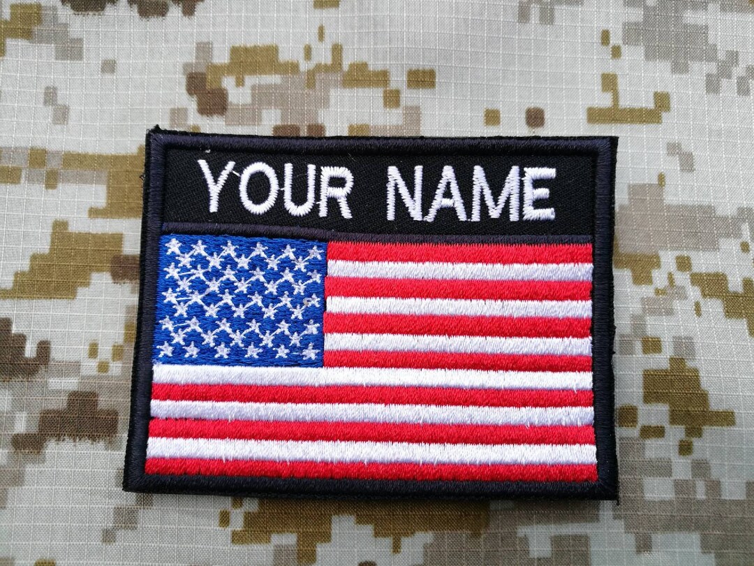 Custom Name Text Patch Your Name USA Flag Patch Hook Backing - Etsy