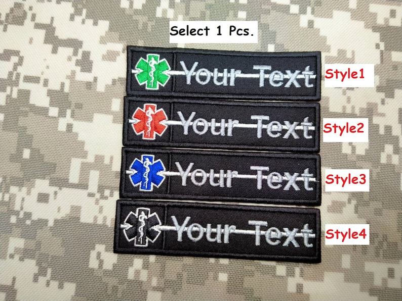 Custom Name Text Paramedic Medic EMT EMS White Line Patch Sew | Etsy