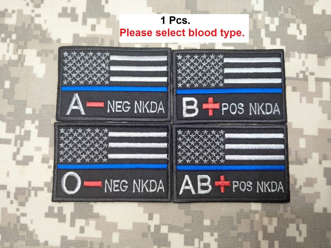 1 Pcs. U S A Flag Patch and Blood Type Patch A B O AB POS N E G NKDA ...