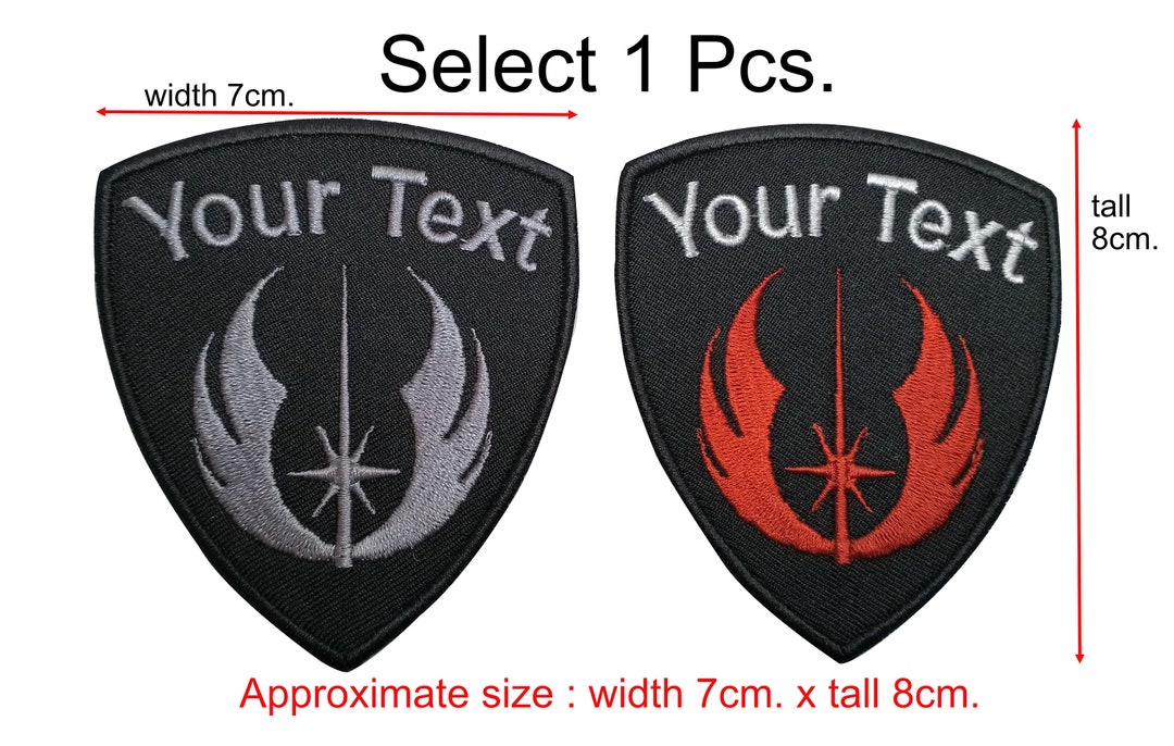 Custom Name Text JEDI Order Knight Star Wars Sew on or Hook Backing ...