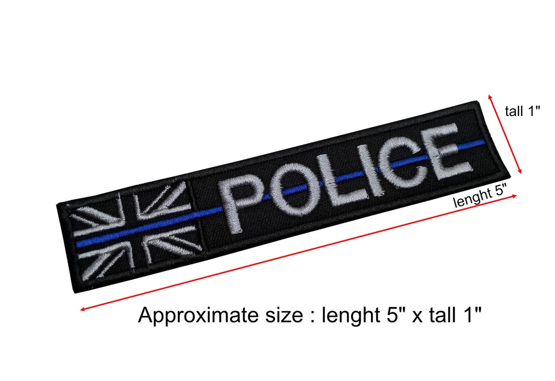 POLICE UK Flag Thin Blue Line Union Jack Police Patch With Hook Backing ...