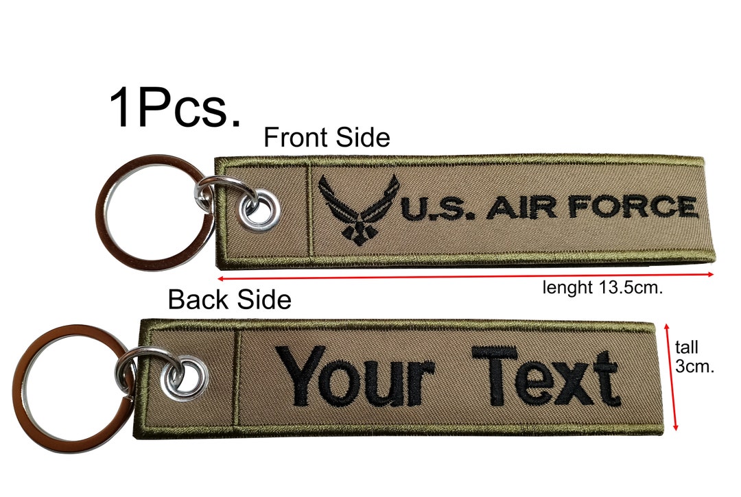 US Air Force Military Army Custom Text Name Embroidered Tag Key Ring ...
