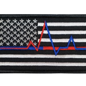 EKG Paramedic Blue Line Red Line USA Flag Tactical Police Morale Patch ...