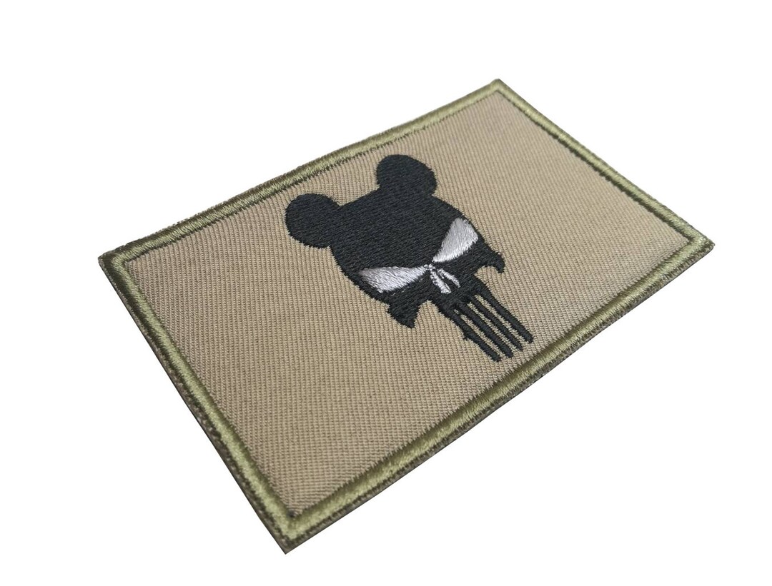 Punisher Skull Khaki Fabric Patch Hunting Biker Patch Style Embroidered ...