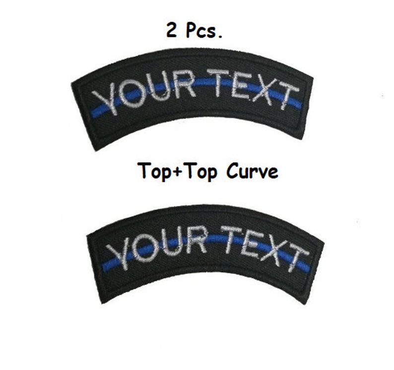 2 Pcs. Blue Line Curve Patch Custom Text Your Text Patch | Etsy