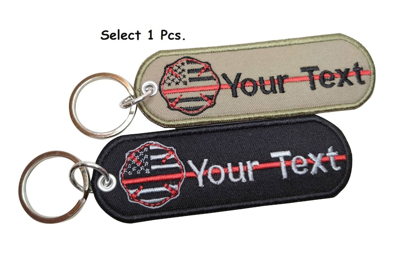 Custom Name Text USA Flag Key Chain Thin Red Line Fire Fighter - Etsy