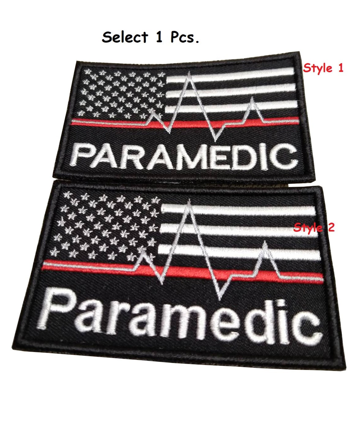 Paramedic White EMS EMT Patch Thin Red Line Patch USA Flag | Etsy