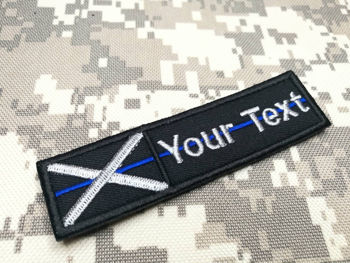Custom Name Text Patch Thin Blue Line Police SWAT USA Alabama - Etsy