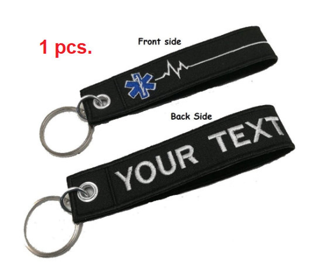 EMT EMS Medic Rescue Wristlet Key Chain Custom Text Name Your - Etsy