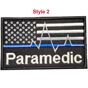 Paramedic White EMS EMT Patch Thin Blue Line Patch USA Flag Tactical ...