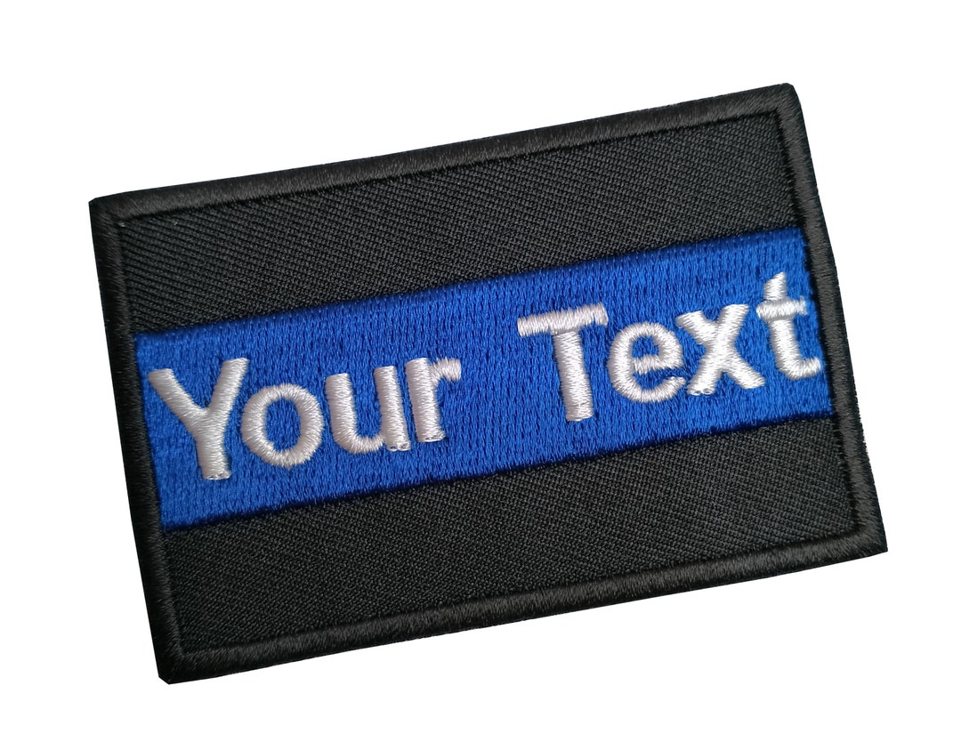 Blue Line Patch Custom Name Text Thin Blue Line Police Patch Hook ...