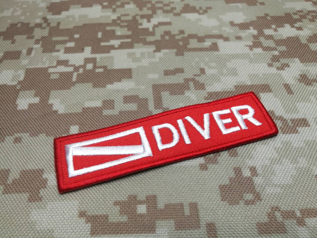 Diver Patch Diving Flag / Diver Down Flag, Embroidered Patch Sew on or ...