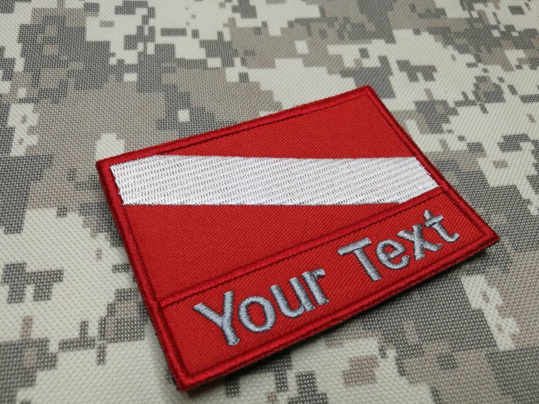 Diving Flag / Diver Down Flag, Custom Text Patch Embroidered, Sew on or ...
