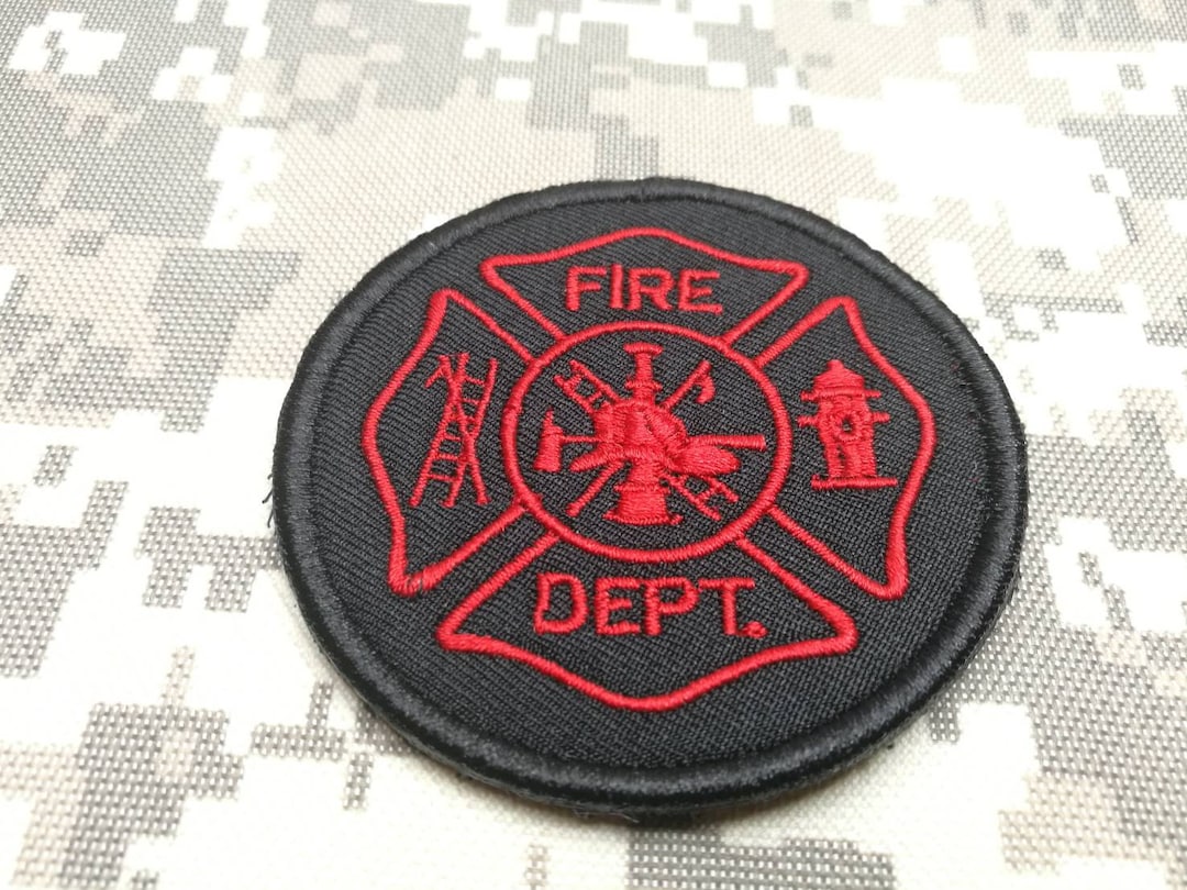 Fire Fighter Patch Red Line Patch Round Fire Fighter Patch Sew on or ...