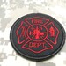 Fire Fighter Patch Red Line Patch Round Fire Fighter Patch Sew on or ...