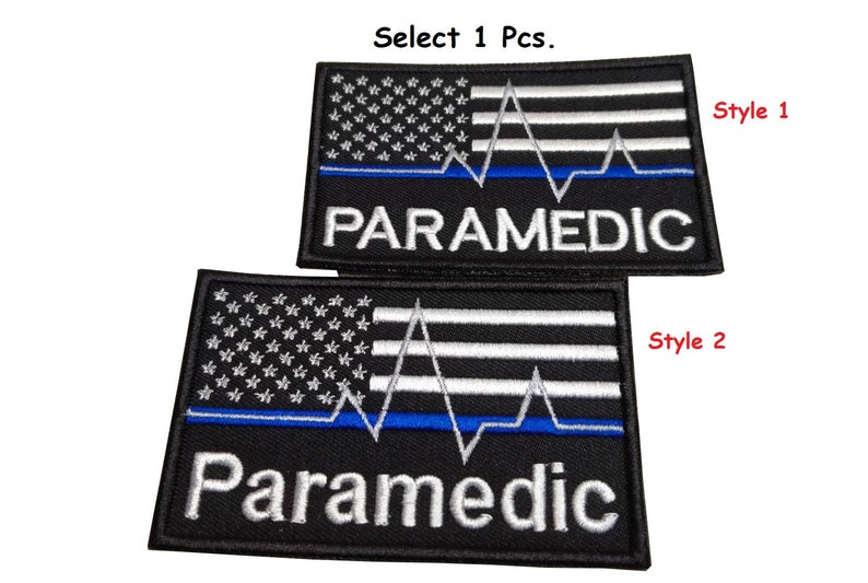 Paramedic White EMS EMT Patch Thin Blue Line Patch USA Flag | Etsy