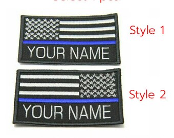 Blue Line Patch Custom Name Thin Blue Line Police SWAT USA | Etsy
