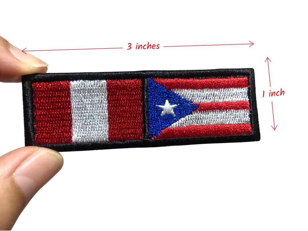 Small Patch Peru Flag and Puerto Rico Flag Hook Backing for Attachment ...