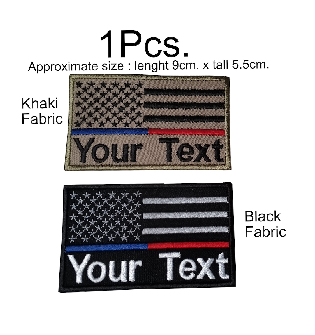 1pcs. Custom Name Thin Red Line Blue Line USA Flag Patch Khaki Black ...