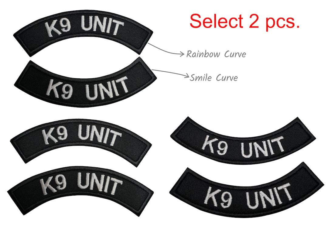 2 Pcs. Curves K9 Unit Patch Name Tape Embroidered Hook Backing or Sew ...