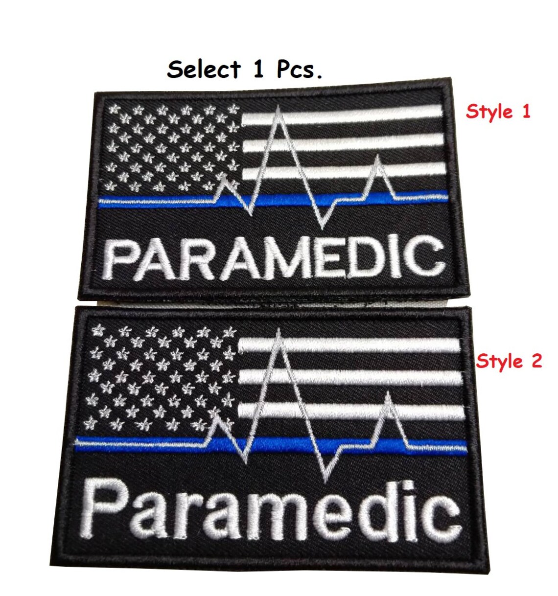 Paramedic White EMS EMT Patch Thin Blue Line Patch USA Flag | Etsy
