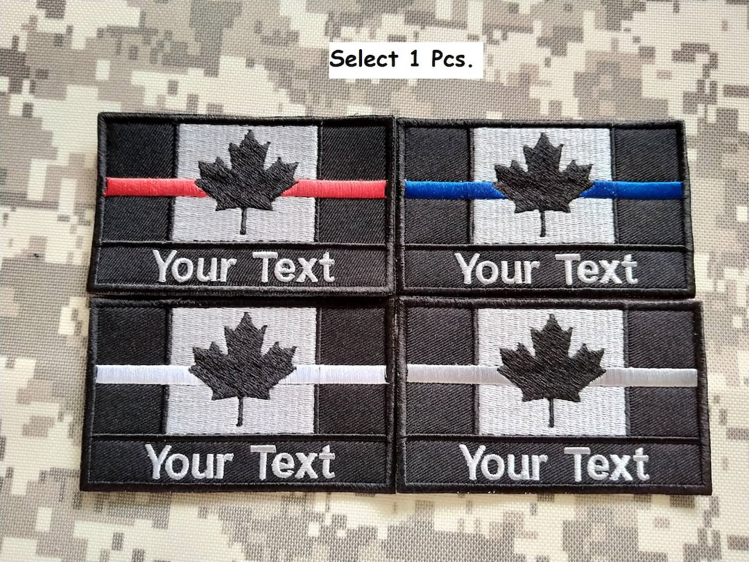 Canada Flag Custom Name Text Patch Thin Line Patch Blue ,red, White ...