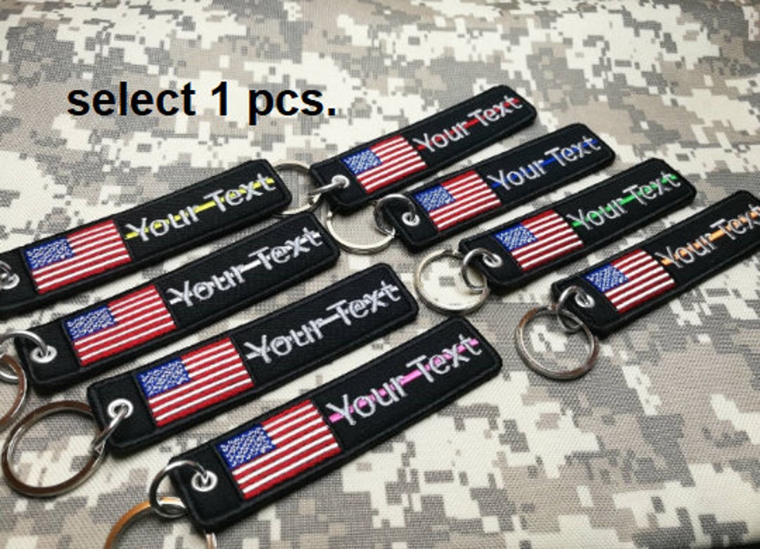 1 Pcs. Thin Line Key Chain Custom Name Text Your Text Key Chain USA ...