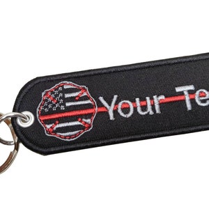 Custom Name Text USA Flag Key Chain Thin Red Line Fire Fighter ...