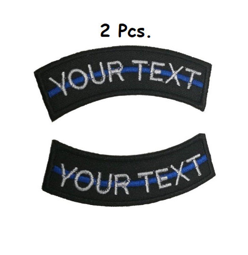 2 Pcs. Blue Line Curve Patch Custom Text Your Text Patch | Etsy