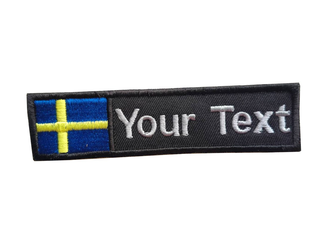Sweden Flag Patch Custom Name Text Sweden Flag Patch With Hook Backing ...