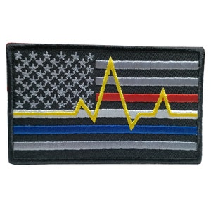 EMS EMT Paramedic EKG United States Us Flag Patch Hook Backing or Sew ...