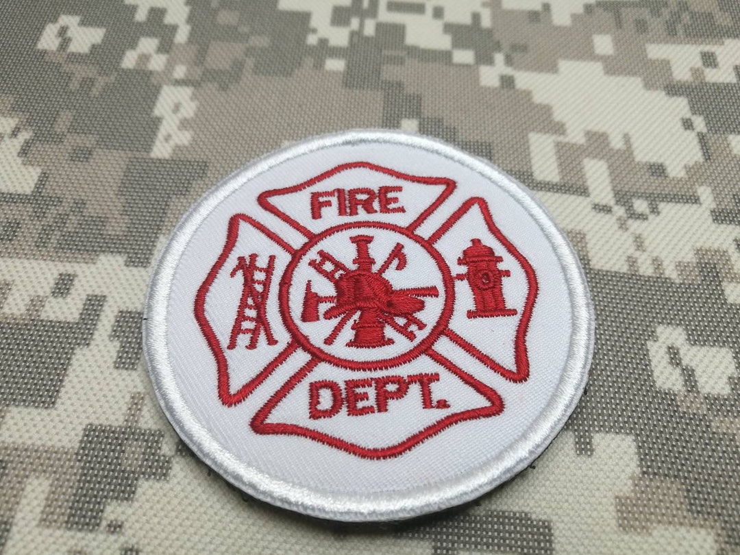 Fire Fighter Patch Red Line Patch Round Fire Fighter Patch Sew on or ...