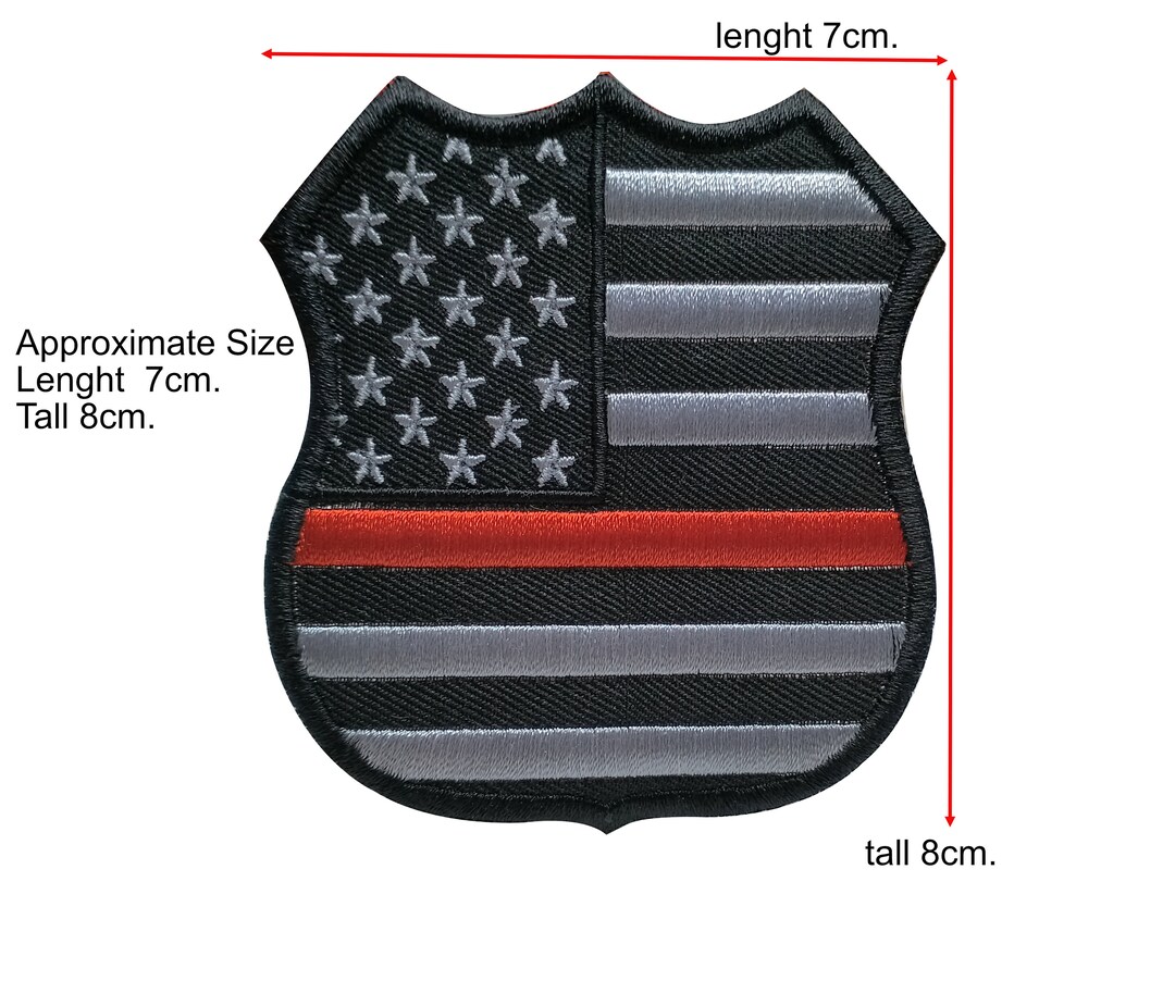 Thin Red Line Patch USA Flag Thin Red Line Fire Fighter Rescue Police Fire Hook Backing or Sew ...