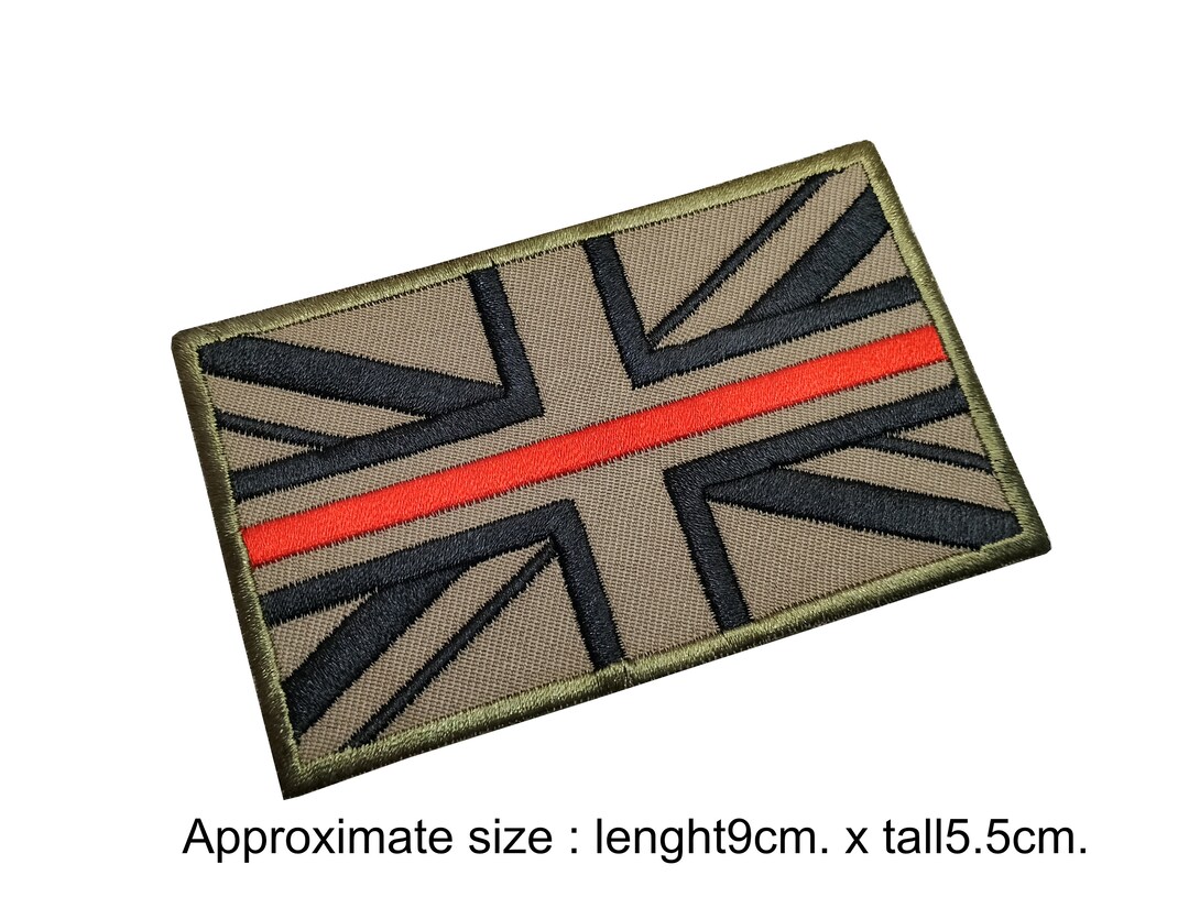 UK Flag Fire Fighter Union Jack Flag Patch Thin Red Line Police Fire UK ...
