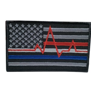 EMS EMT Paramedic EKG United States Us Flag Patch Hook Backing or Sew ...