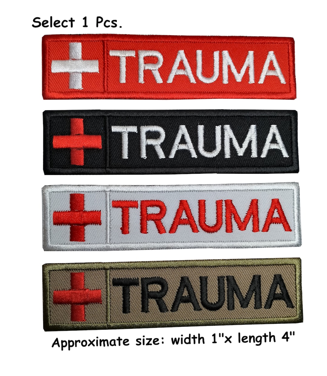 1 Pcs. TRAUMA Patch Red Cross Firs Aid Paramedic Medic EMS EMT Rescue ...