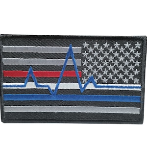 EMS EMT Paramedic EKG United States Us Flag Patch Hook Backing or Sew ...