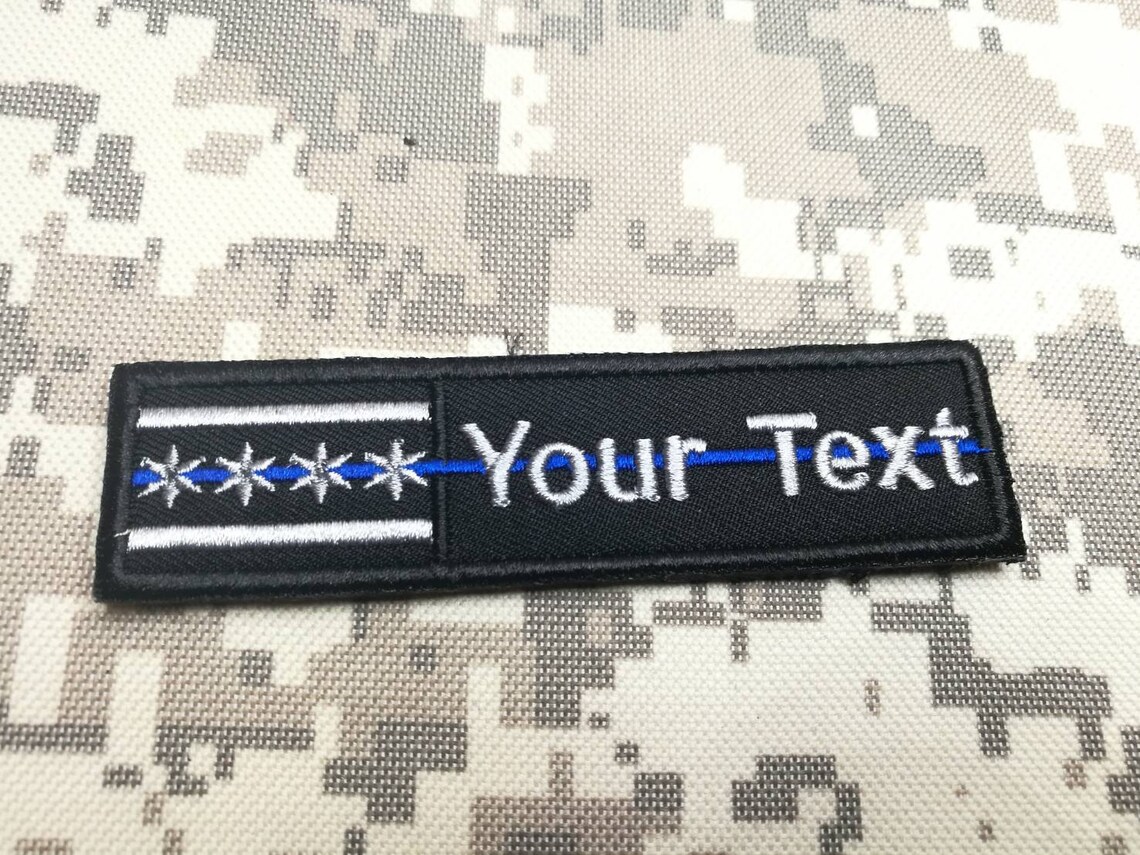 Custom Name Text Patch Thin Blue Line Police SWAT USA Ilinois Flag ...