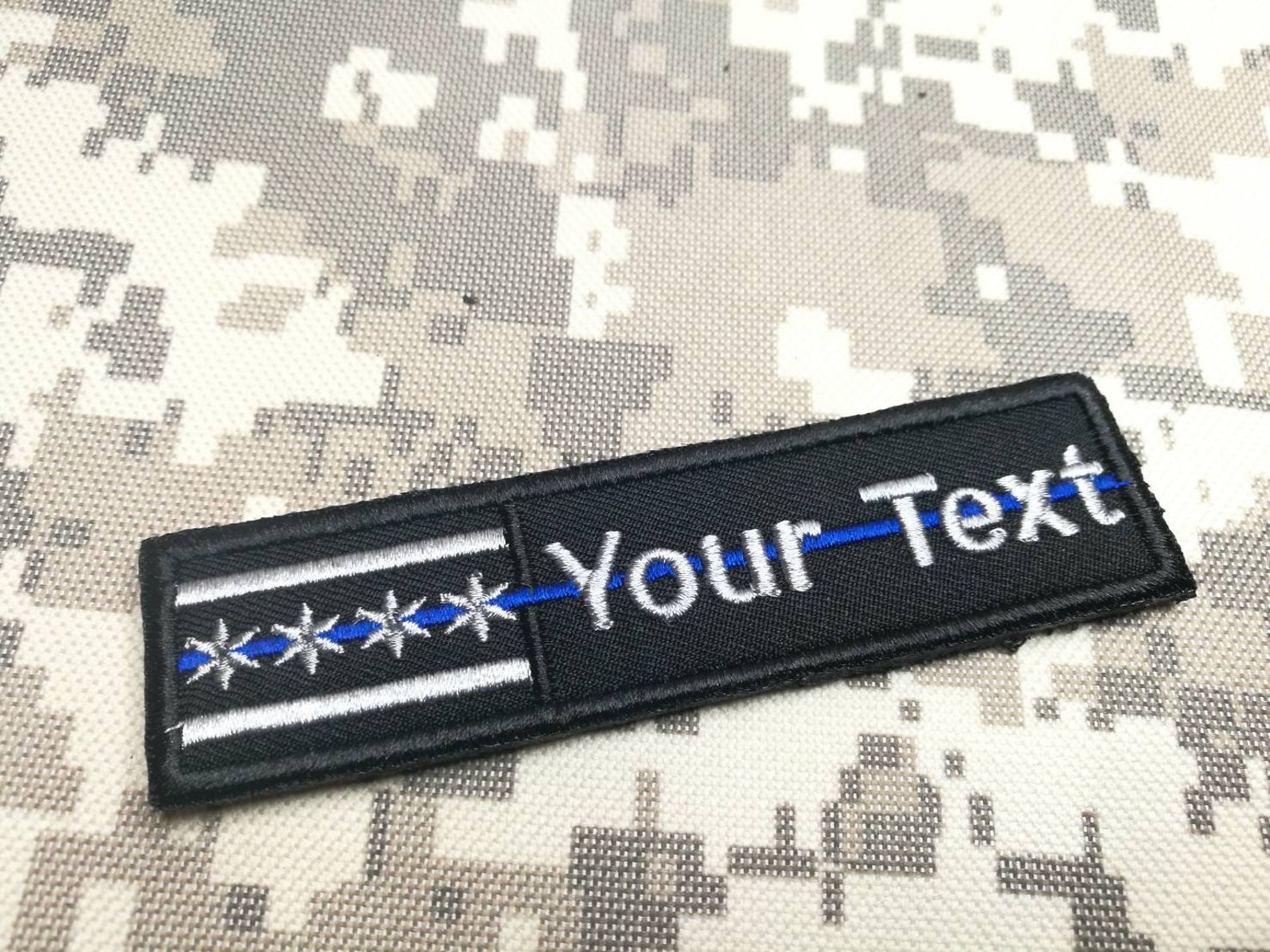 Custom Name Text Patch Thin Blue Line Police SWAT USA Ilinois Flag ...