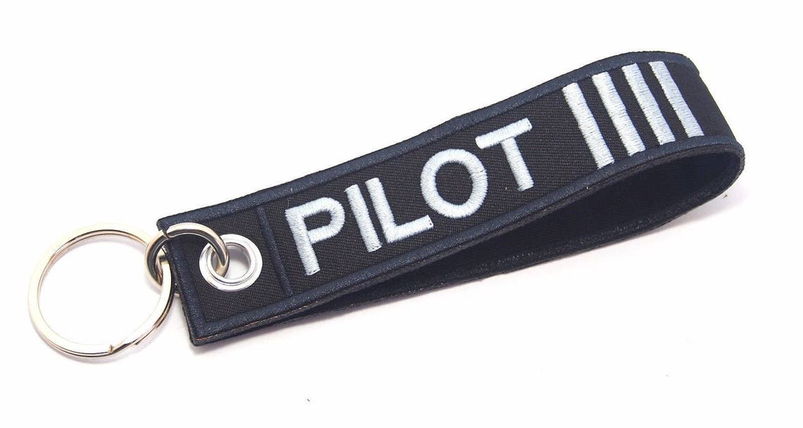 Pilot Embroidered Custom Text Your Text Wristlet Key Chain Tag Bag Tag ...