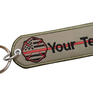 Custom Name Text USA Flag Key Chain Thin Red Line Fire Fighter ...