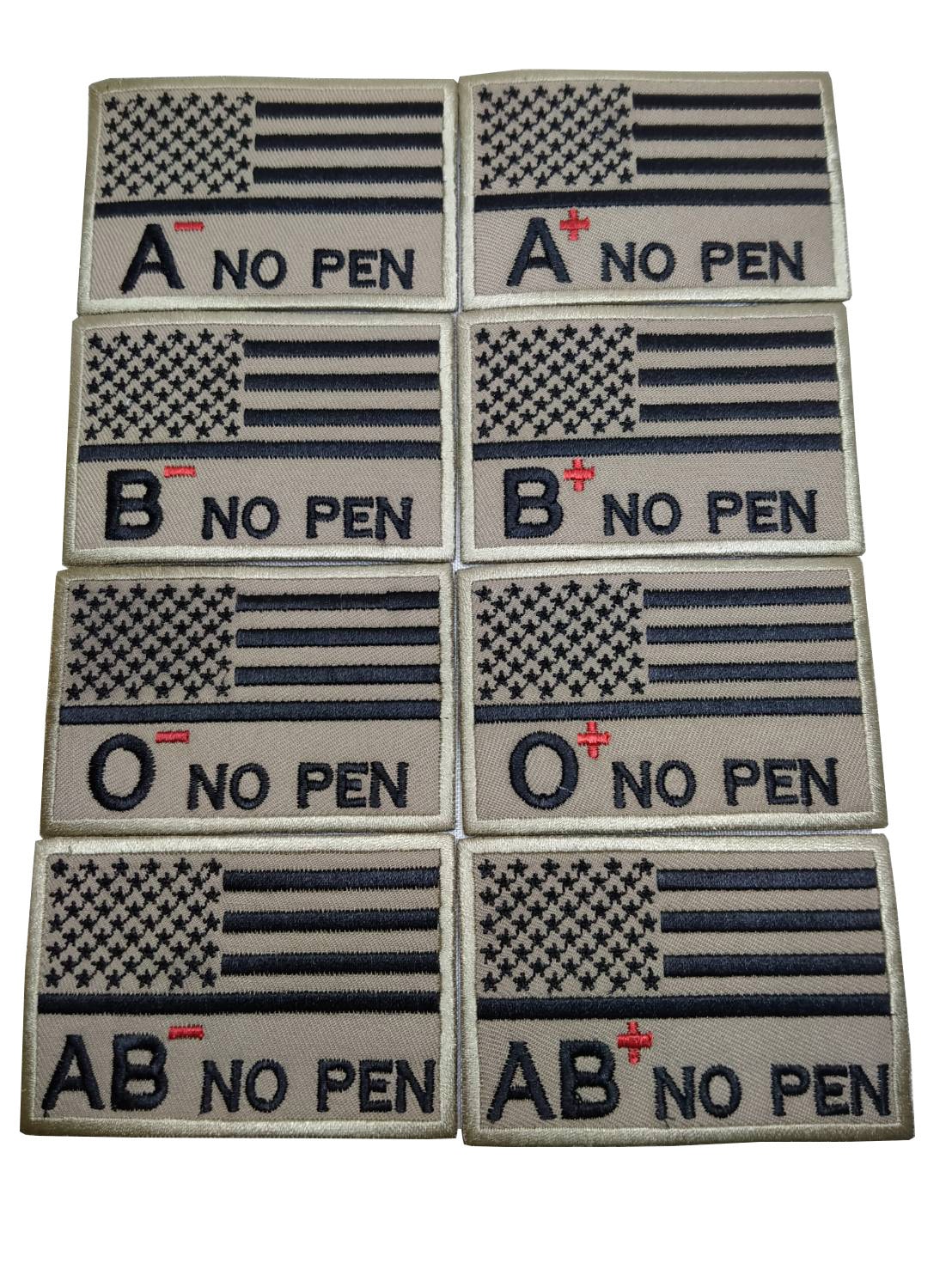 Blood Type Patch NO PEN USA Flag Blood Type A B O Positive Negative ...