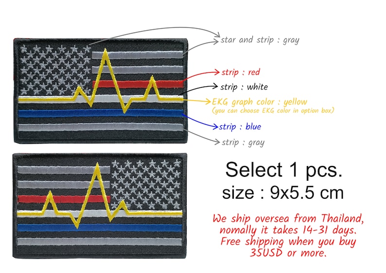 EMS EMT Paramedic EKG United States Us Flag Patch Hook Backing - Etsy