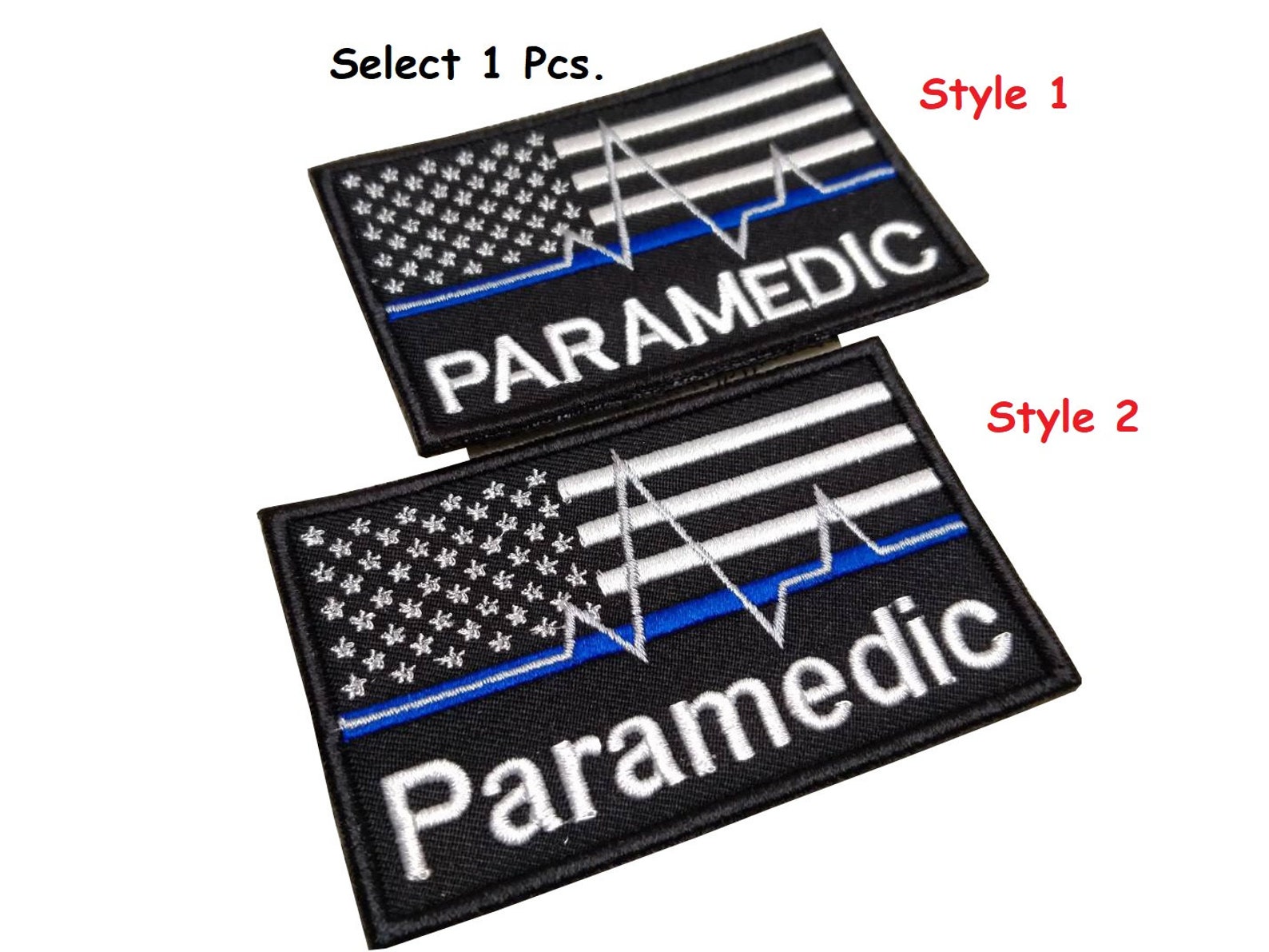 Paramedic White EMS EMT Patch Thin Blue Line Patch USA Flag | Etsy
