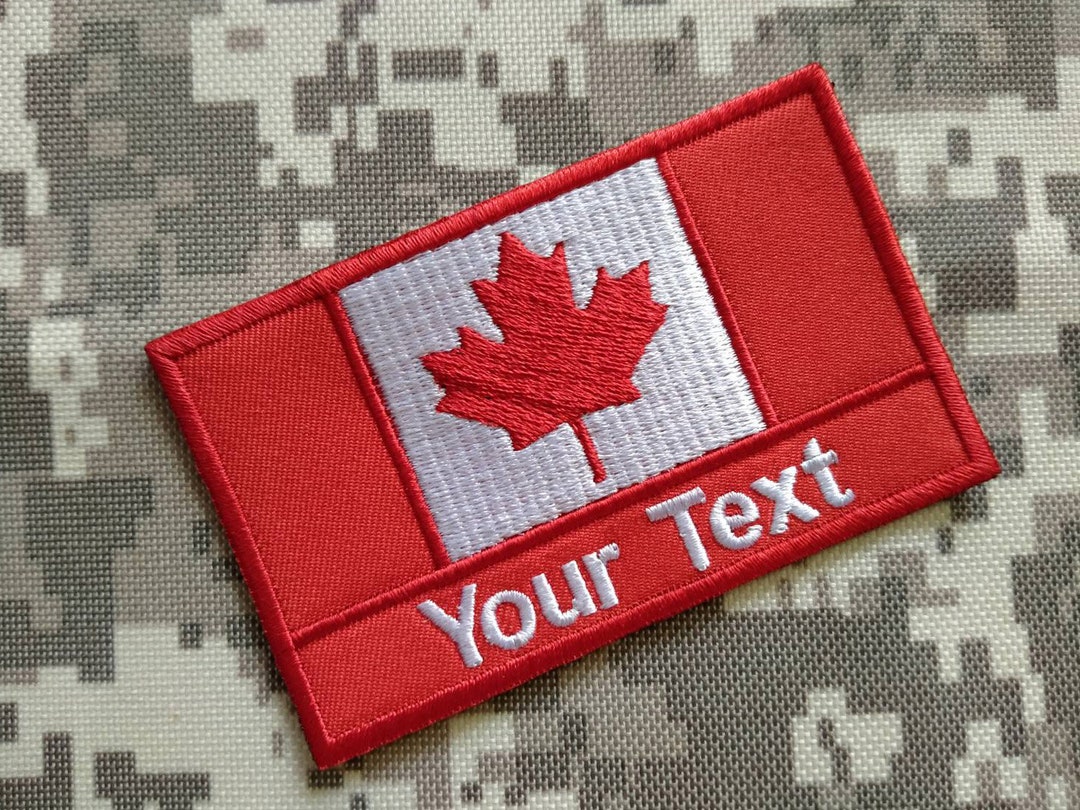 Canada Flag Patch Custom Name Text Patch CANADA Flag Patch Hook Backing ...