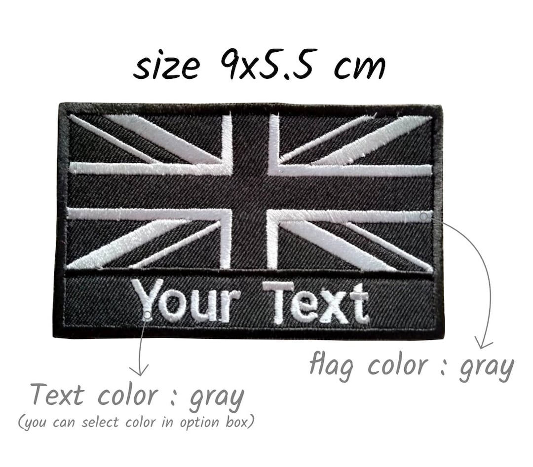 Subdued Union Jack Custom Name Text Patch Your Text Patch UK Flag Patch With Hook Backing ...
