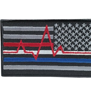 EMS EMT Paramedic EKG United States Us Flag Patch Hook Backing or Sew ...