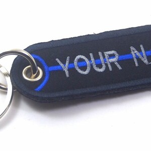 Thin Blue Line Key Chain Custom Name Your Text Thin Blue Line - Etsy