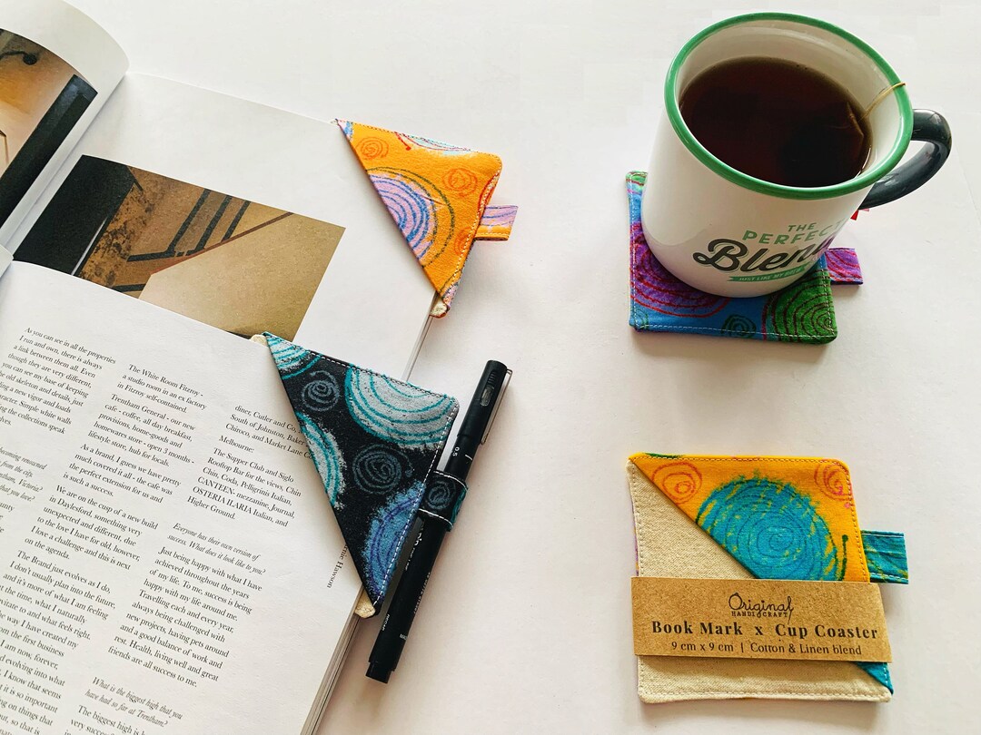 Crayon Fabric Corner Bookmark – Double-sided Book Accessory, Cup ...