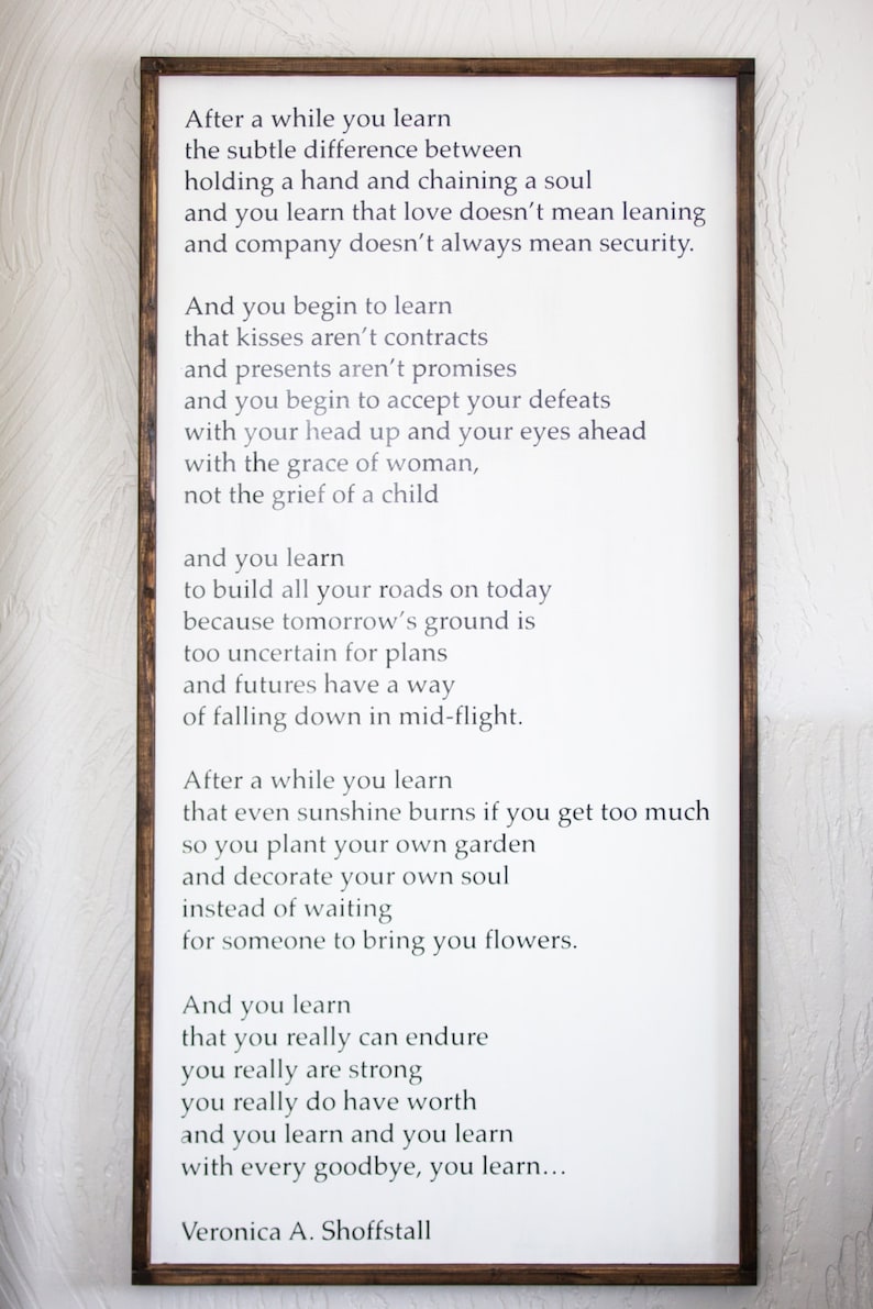 After A While You Learn - Wood Sign - Etsy Canada